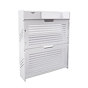 YIYIBYUS 2 Flip Shoe Storage Cabinet for Entryway,Modern Free Standing Shoe Rack with Doors,Hidden Slim Shoe Storage Organizer for Entryway, Hallway, Bedroom,White
