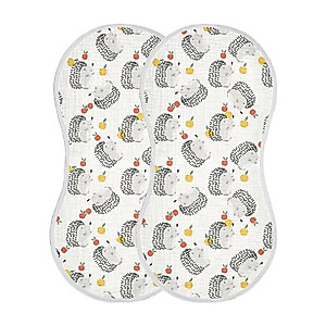 vvfelixl Baby Burp Cloths Hedgehog Apple Baby Newborn Cotton Burping Cloths Set Baby Washcloths 4 Pack