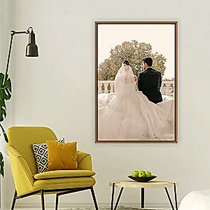 Color-Banner Custom Framed Canvas with Your Photos for Wedding,Personalized Pictures to Canvas Wall Art for Living Room,Bedroom - 16"x24", Natural Frame