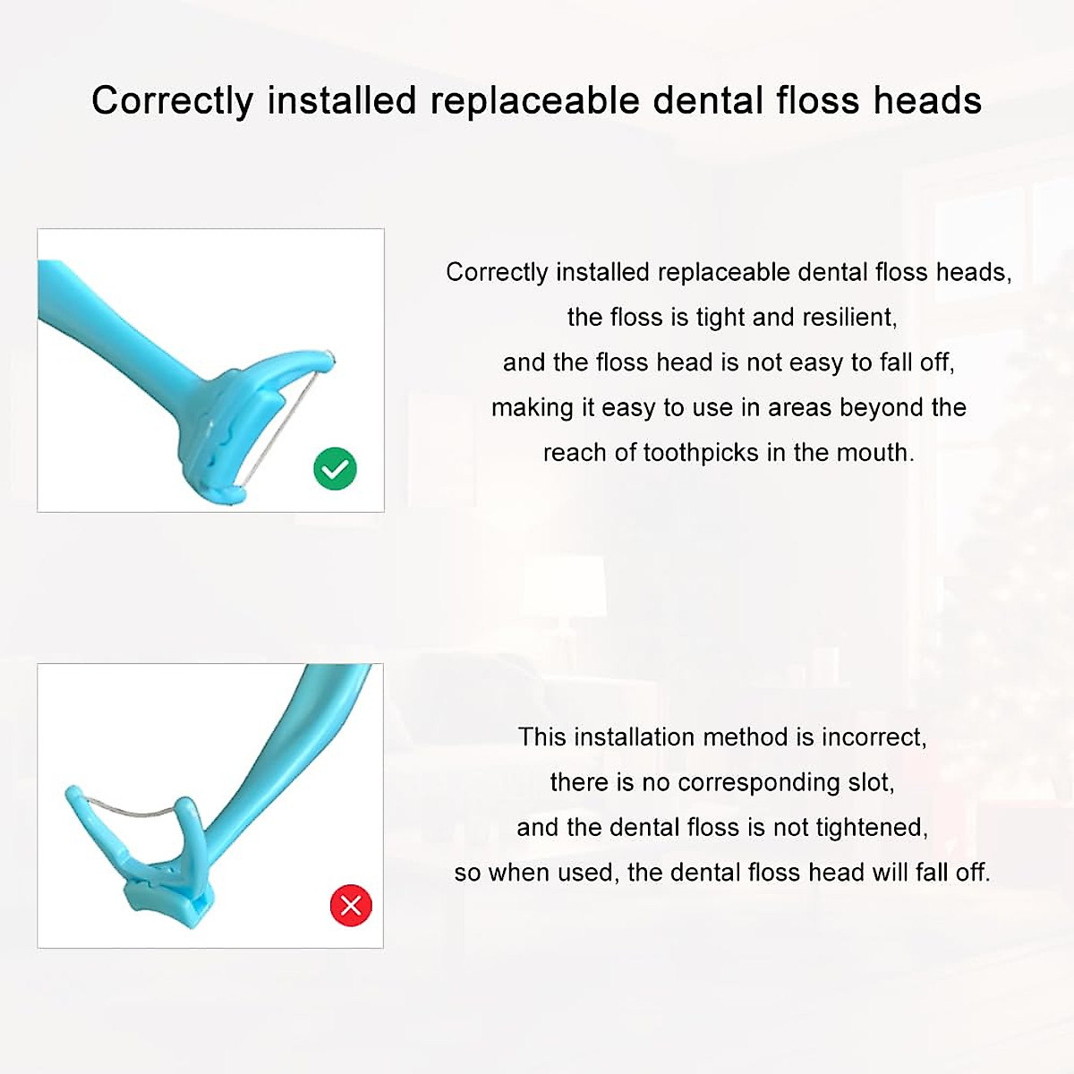 1 Piece Reusable Dental Floss Holder Handle +100 Pieces Replacement Floss Heads Teeth Stick Toothpicks Floss to Clean Between The Tooth