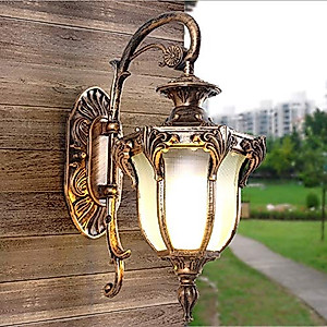 PEHUB Industrial Retro Outdoor Oil Rubbed Brass Finish Wall Lamp Plug in Wall Mount Waterproof Metal E27 Wall Sconce Garden Patio Porch Exterior Wall Light Villa Lighting Light Exterior Light Fixture