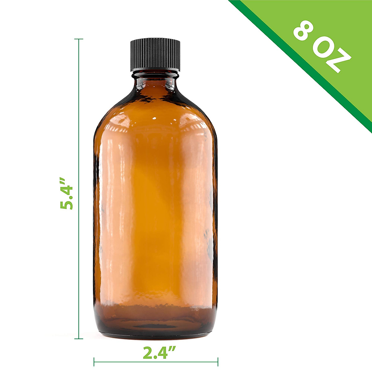 VINEVIDA 8 oz Amber Glass Bottles - 12 Pack Amber Boston Glass Bottles With Poly Cap and Accessories - Chalk Labels, Funnels - Empty Tincture Bottles for Essential Oils, Lab Chemicals, and Perfumes