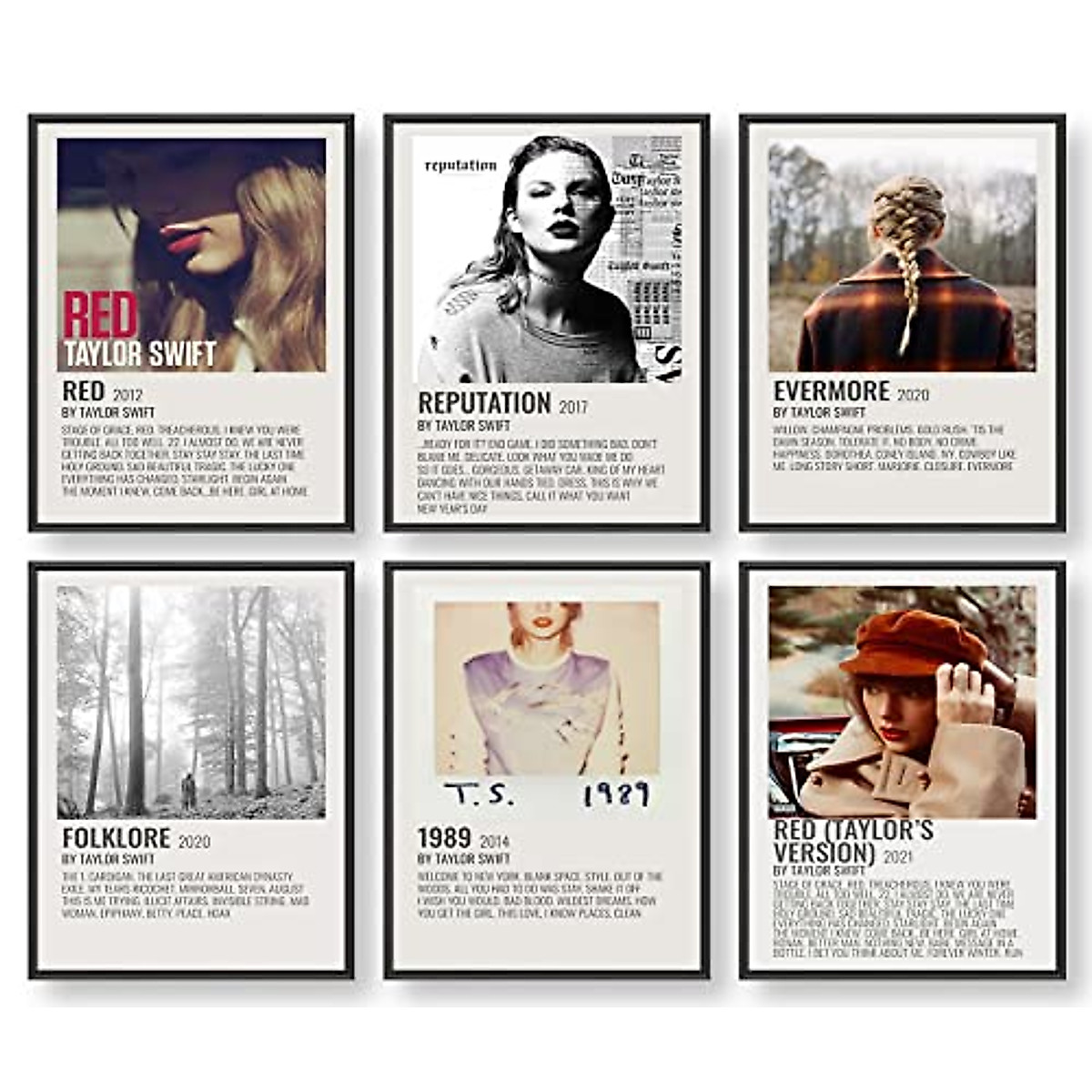 ZJNB Taylor Music Album Cover Limited Edition Posters, Music Posters (Set of 6, 8in x 10in, Unframed)