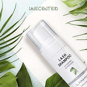 LANKIZ Eyelash Extension Shampoo,+2 Brush,Sensitive Eyelid Foam Lash Cleanser For Extension,Deep Clean Eyelash,Makeup& Mascara Remover& Spa, Professional & Self Use (100ml//Unscented/)