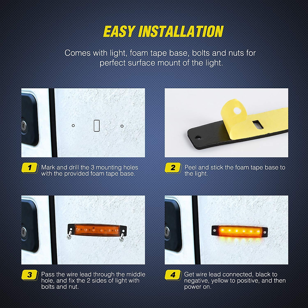 Nilight 10 PCS Amber Red 3.8 Inch 6 LED Side Marker Front Rear Indicator Clearance Lamp for 12V Truck Trailer RV Cab Boat Bus Lorry