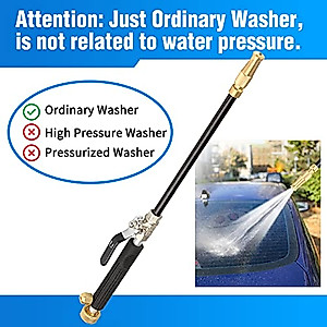 High Pressure Hose Nozzle for Garden Hose, Hydro Jet High Pressure Power Washer Gun, Portable Hydrojet High Pressure Power Washer Water Gun with 3 Hose Nozzles for Cleaning Garden and Sidewalk