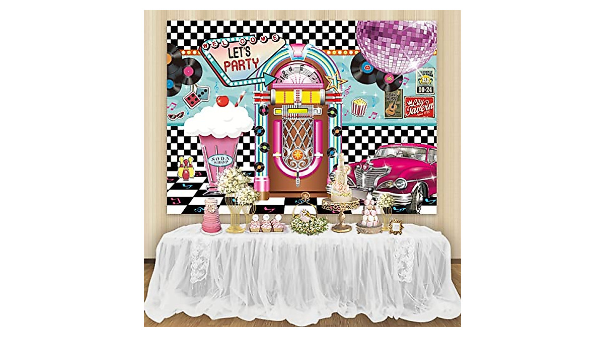 50s Rock & Roll Party Backdrop | Retro Photo Booth Decor