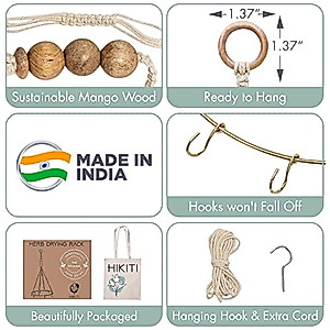 HIKITI Herb Drying Rack - Decorative Herb Drying Rack Hanging - Secured Herb Dryer Hooks - Handmade Macrame Boho Chic - Flower Drying - Herb Hanger - Hanging Drying Rack for Herbs