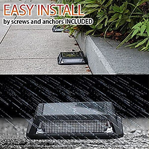Japard Solar Road Stud Light, Driveway Marker Lights Bright White, Outdoor LED Solar Powered Boat Dock Lights Aluminum Waterproof Wireless Road Studs for Deck Step Stair Garden Ground Walkway