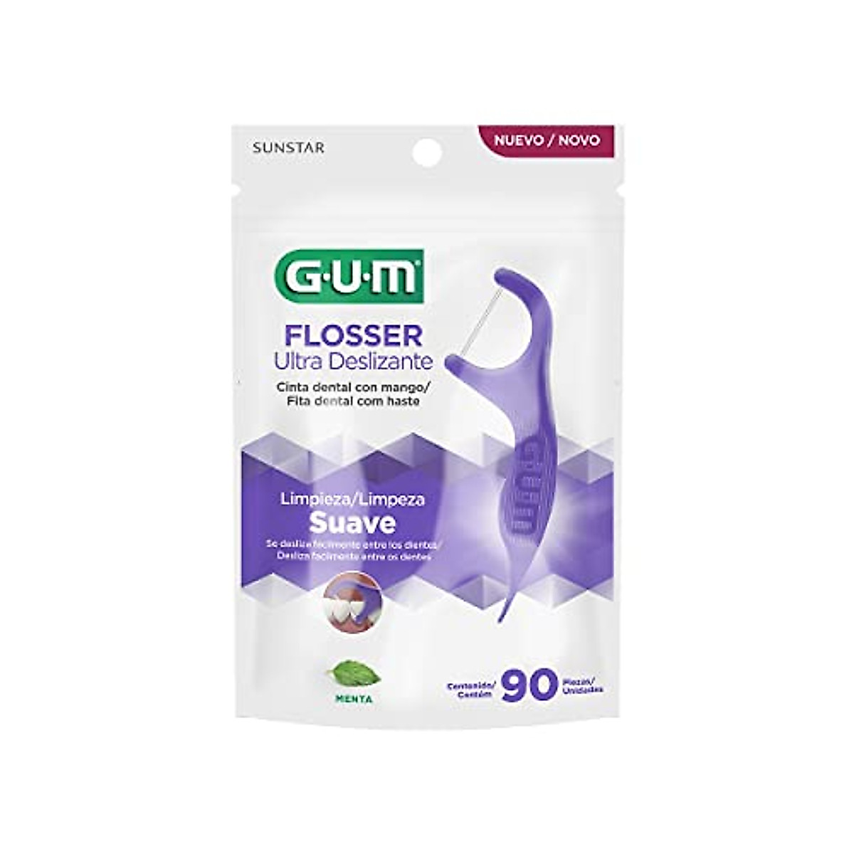 GUM Comfort Slide Flossers for Tight Spaces, Fresh Mint, Dental Floss Picks, 90 Count