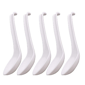 Aislor Soup Spoon Sets of 5/10Pcs, Multicolor Asian Ramen Spoons Bone China Spoon for Appetizer White One Size B