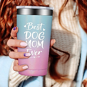 BIRGILT Dog Mom Gifts for Women - Best Dog Mom Ever - Dog Mom Mothers Day Gift - Funny Christmas Birthday Gifts for Mom, Dog Mum - 20oz Dog Mom Tumbler