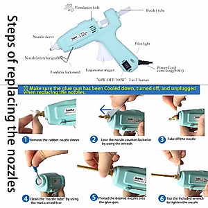 Full Size Hot Glue Gun Kit with 60W/100W/OFF Switch, 9.8ft Extra-long Power Cord Industrial Glue Gun with 2 Nozzles, 15 Glue Sticks, Case, Dual Power High Temp Hot Melt Glue Gun Large for Craft, Green