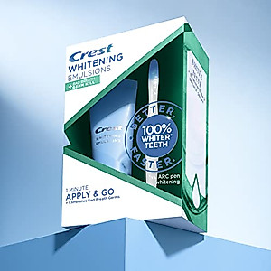 Crest Whitening Emulsions + Bad Breath Germ Kill Leave-On Teeth Whitening Gel Kit with Wand Applicator and Stand, Apply & Go, 0.88oz