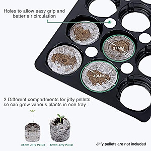 [Thick Plastic] 4 Set Strong Seed Starter Tray with 4" Humidity Dome and Pellet Holder for 100 Jiffy 30mm, 36mm & 42mm Peat Pellets, Seed Starting, Germinating Propagating, Pellet Not Included