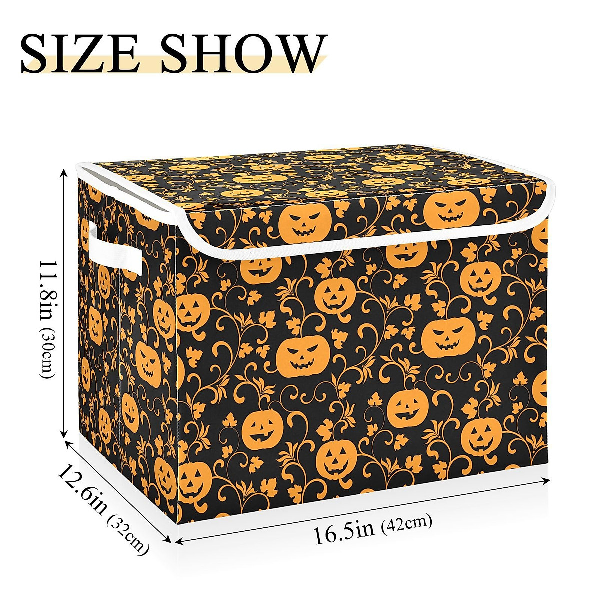 Krafig Foldable Storage Box Large Cube Organizer Bins Halloween Pumpkins Containers Baskets with Lids Handles for Closet Organization, Shelves, Clothes, Toys