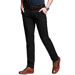 Match Men's Slim Fit Tapered Stretchy Casual Pants (32W x 31L, 8050 Black)