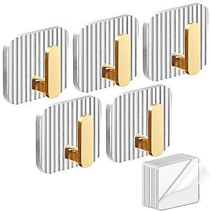 Jabal Premium Heavy Duty Adhesive Acrylic Hooks Set of 5 Hooks with 5 Extra Stick Pads | Damage-Free Hanging | Multiple Uses | Transparent and Stylish