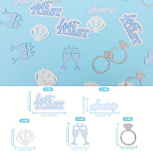 200psc Last Toast on the Coast Confetti - Last Toast Bachelorette Party Decorations, Ocean Bridal Shower Confetti, Beach and Coastal Bachelorette Party Decor, Shimmery Seashell and Ring Confetti