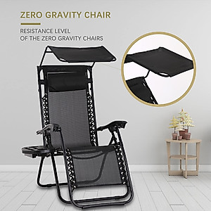 FDW 2 PCS Zero Gravity Chair Lounge Chairs Patio Chairs with Canopy Cup Holder for Outdoor Patio Seaside (Black)