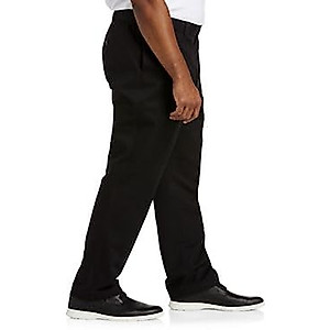 DXL Men's Big and Tall Big + Tall Essentials by DXL Men's Big and Tall Flat-Front Twill Pants, Black, 50W X 30L