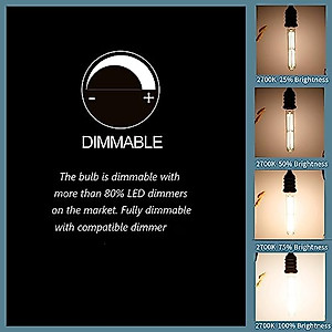YFXRLIGHT Dimmable T10 Edison Led Long Tubular Bulb 4000k Daylight White,8W Vintage Filament Bulb 80W Equivalent, E26 Base Led Bulb, 8.9inch, Pack of 4