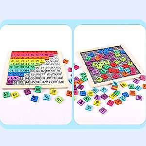 GEMEM Wooden Montessori Math Counting Hundred Board Toys, 1-100 Consecutive Numbers Learning & Educational Game Toy for Kids Toddlers 3 Year Old with Storage Bag