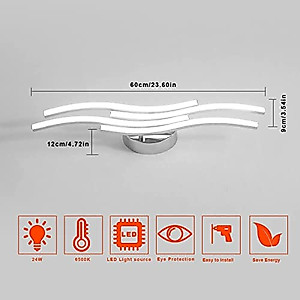 Goeco 4-Light Modern Ceiling Light 24W 2200LM LED Ceiling Light Fixture Neutral White 4000K Curved Design Flush Mount Ceiling Lamp for Hallway, Kitchen, Bedroom, Living Room 110V(Natural White)