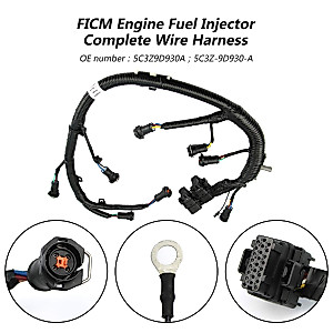 TIKSCIENCE FICM Engine Fuel Injector Complete Wire Harness 5C3Z9D930A Fit for Ford F250 F350 F450 F550 Excursion 2003 2004 2005 2006 2007 Powerstroke 6.0L Diesel, Black