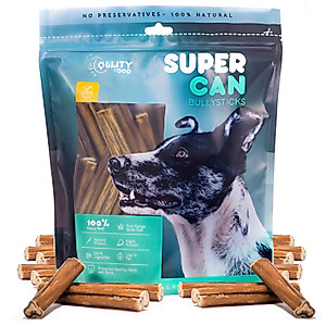 SUPER CAN BULLYSTICKS Supercan Bully Sticks for Small Medium Dogs 4"-5" (25-Pack) - 100% Natural Dog Chews Made from Farm- Healthy Treats for Dogs - Raised Free-Range Grass-Fed Beef, Non-GMO
