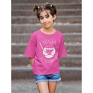 Ninja in Training Kids Shirt Novelty Gifts Cool Ninjas Boys Girls Toddler Shirts Small Pink