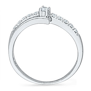 DGOLD 10KT White Gold Round Diamond Bypass Promise Ring (0.12 cttw)