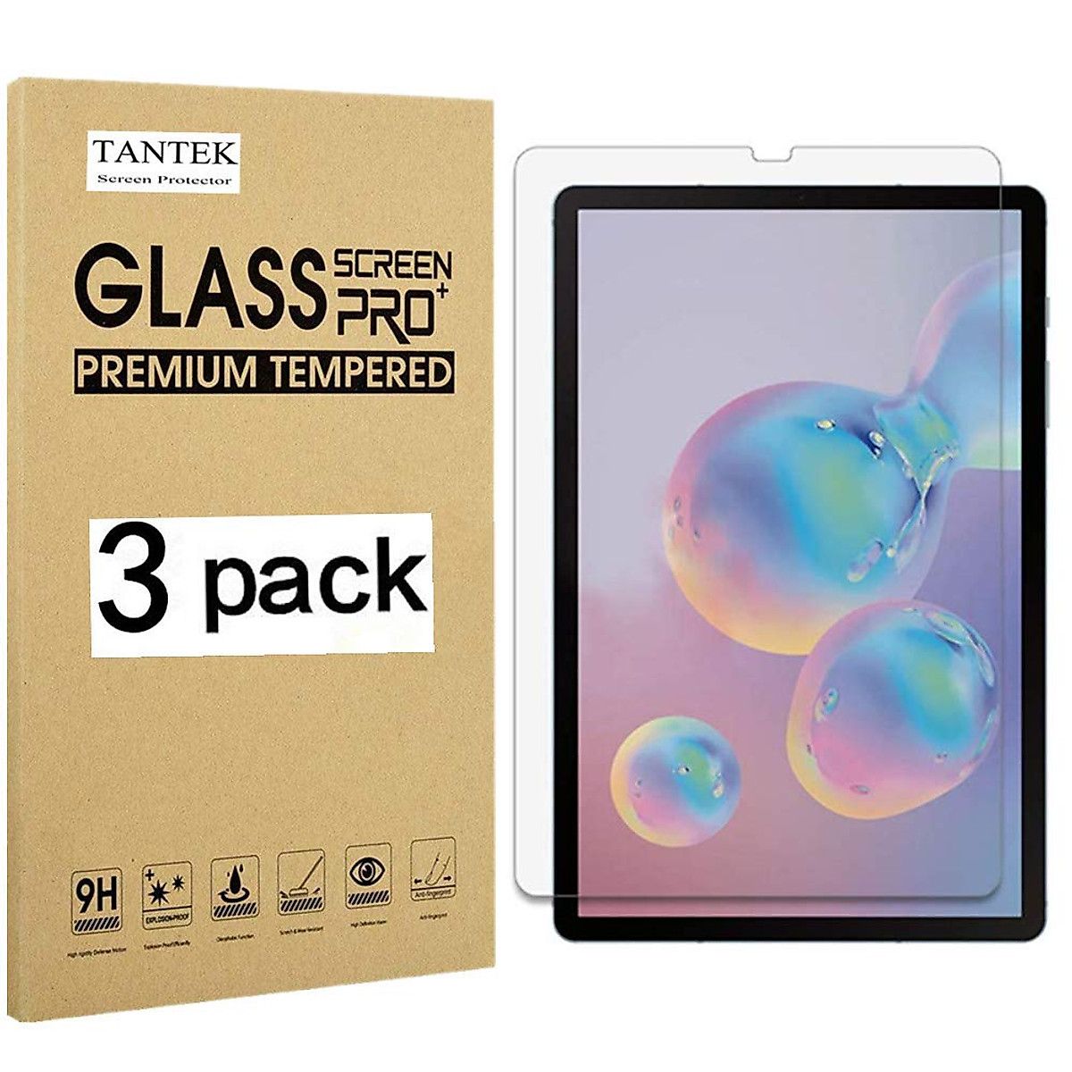 TANTEK [3-Pack Screen Protector for Samsung Galaxy Tab S6/Tab S5e 10.5 inch,Tempered Glass Film,Ultra Clear,Anti Scratch,Bubble Free,S-Pen Compatible