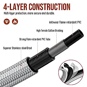 Alloxity 5ft Gas Grill Propane Adapter Hose with Regulator to 5-40lb Propane Tanks, QCC1 to 3/8 Female Flare Nut & Adapter for Blackstone Griddle 17/22'',Heater,Weber Grill Conversion Kit Replacement