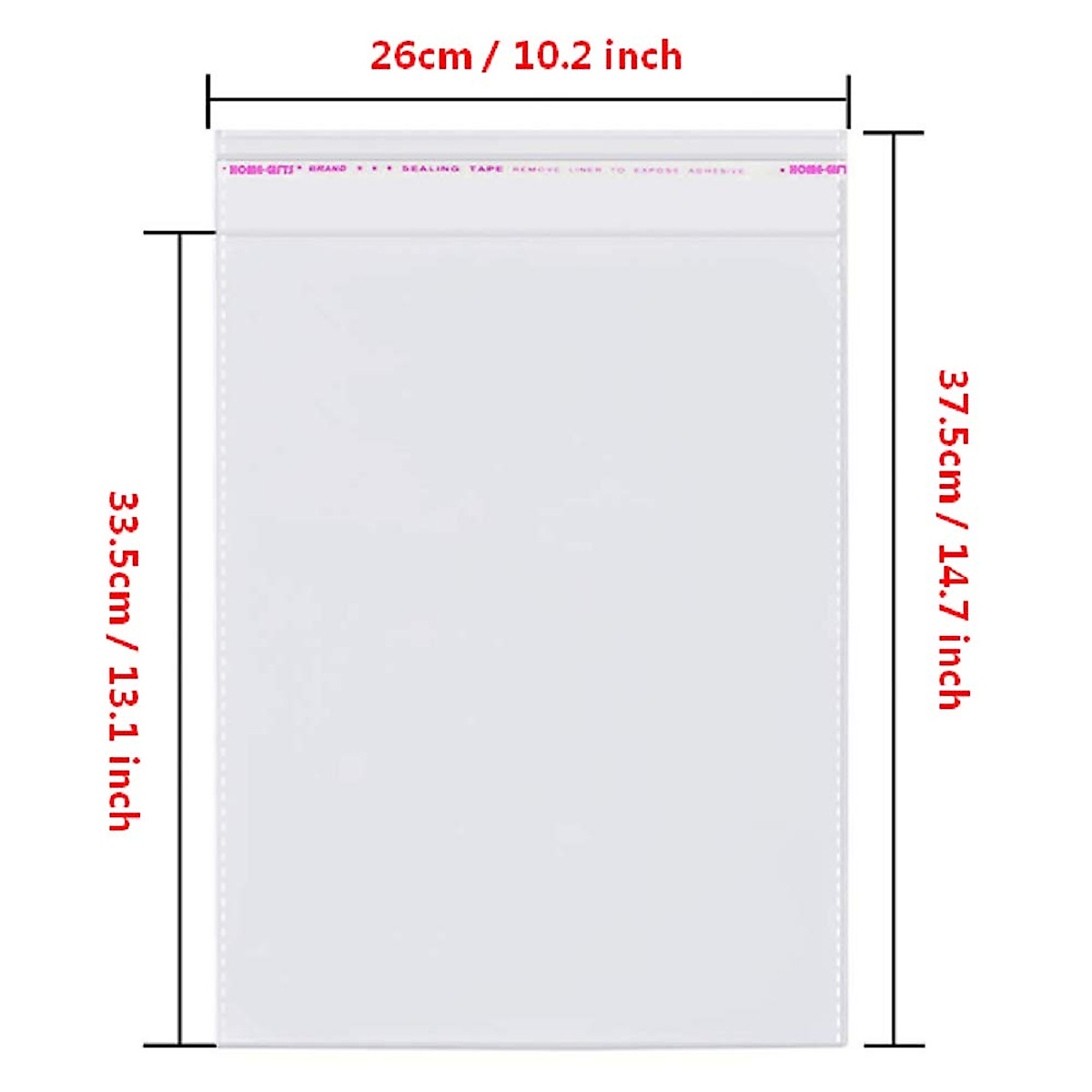 Borningfire 100 Pcs 10" x 13" Self Seal Clear Cellophane Bags Resealable Plastic Apparel Bags Perfect for Packaging Clothing, T-Shirt, Brochure, Prints, Handicraft Gift Bags