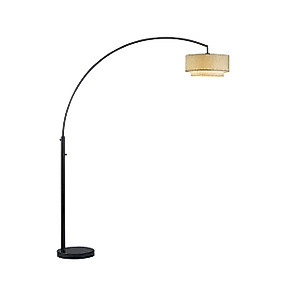 Artiva USA Elena II Double Shade LED Arched Floor lamp with Marble Base & Dimmer, 82''