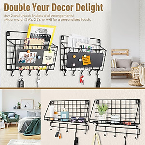 Baeymonkay Easy Installation Key Holder Wall Mount, Mail Organizer Mail Holder for Wall with 5 Hooks, Iron Key Hooks for Entryway Decor, Key Hanger, Key Rack, Matte Black（Single Mail）