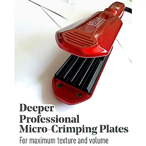 MBHAIR Ceramic Crimper Iron for Fluffy Hairstyle Curling Iron, Corrugation Crimper Hair Irons, Anti Static Ceramic Hair Crimping Iron Adjust Temperature (Red)