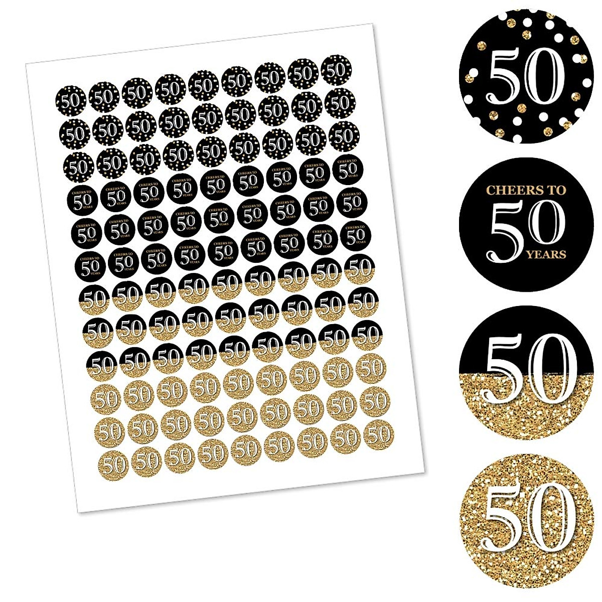 Big Dot of Happiness Adult 50th Birthday - Gold - Birthday Party Round Candy Sticker Favors - Labels Fit Chocolate Candy (1 Sheet of 108)