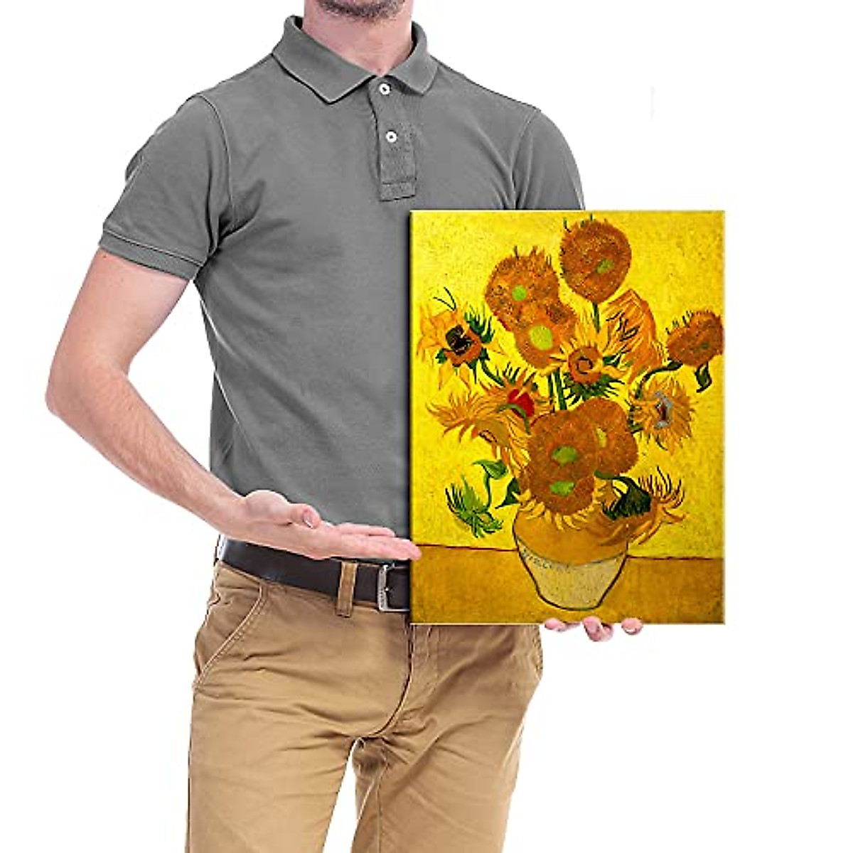 Wieco Art Abstract Flowers Giclee Canvas Prints Wall Art Vase with Fifteen Sunflowers by Van Gogh Classic Oil Paintings Reproduction for Home Decor Modern Stretched and Framed Floral Picture Artwork
