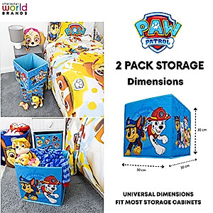 Character World Paw Patrol Officially Licensed Storage Boxes | 2 Pack Foldable Storage Cubes Tower Design | Perfect For Organising Children's Room, Kids Playroom