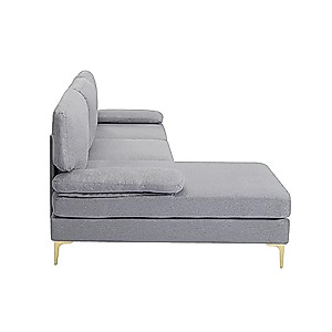 Verfur L-Shaped Sectional Extra Wide Chaise, Fabric Upholstery 3 Seater Corner Living Room Office, Sturdy Wooden Frame Soft Sofa & Couches with Metal Legs, Light Gray 79.5" w/Pillow Top Armrest