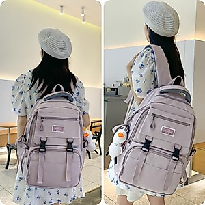 Leaper Water-resistant Laptop Backpacks Lightweight Bag for Women Book bag Casual Daypack Pink