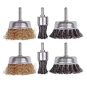 Rocaris 6 Pack Wire Wheels Brush, 3 Inch Knotted and Plated Crimped and 1-Inch Carbon Knot Wire End Brush, Cup Wire Wheels Brush Set Perfect For Removal of Rust/Corrosion/Paint