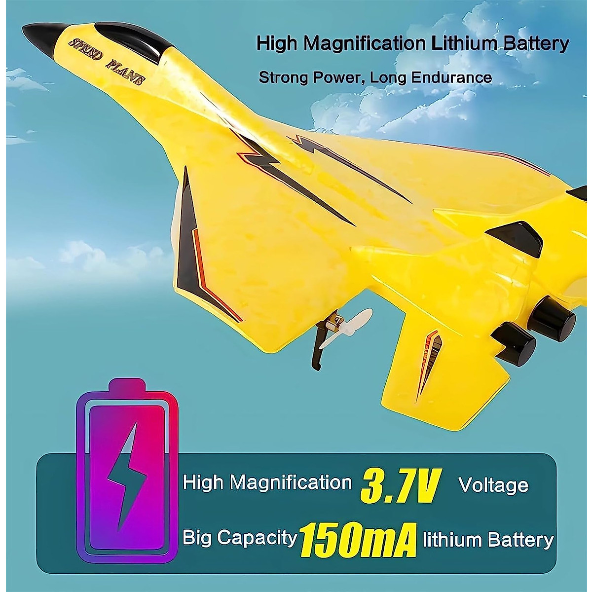 Remote Control Wireless Airplane Toy with Lights, Su-35 Rc Glider 2 Channel 2.4 GHZ Remote Control Planes, Outdoor Foam Rc Aircraft for Hobby Rc Airplanes