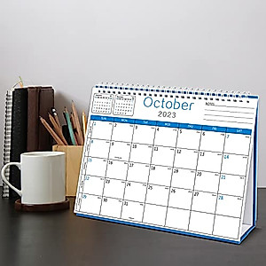 BHR Desk Calendar 2023-2024,Monthly Desk Calendar from January 2023-June 2024,10"×8" Standing Flip Desktop Calendar with Strong Twin-Wire Binding,Thick Paper and Writing Blocks for New Year and Christmas Gifts