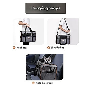 Lekereise Cat Dog Carrier with Wheels Airline Approved Rolling Pet Carrier with 1 Bowl, Grey