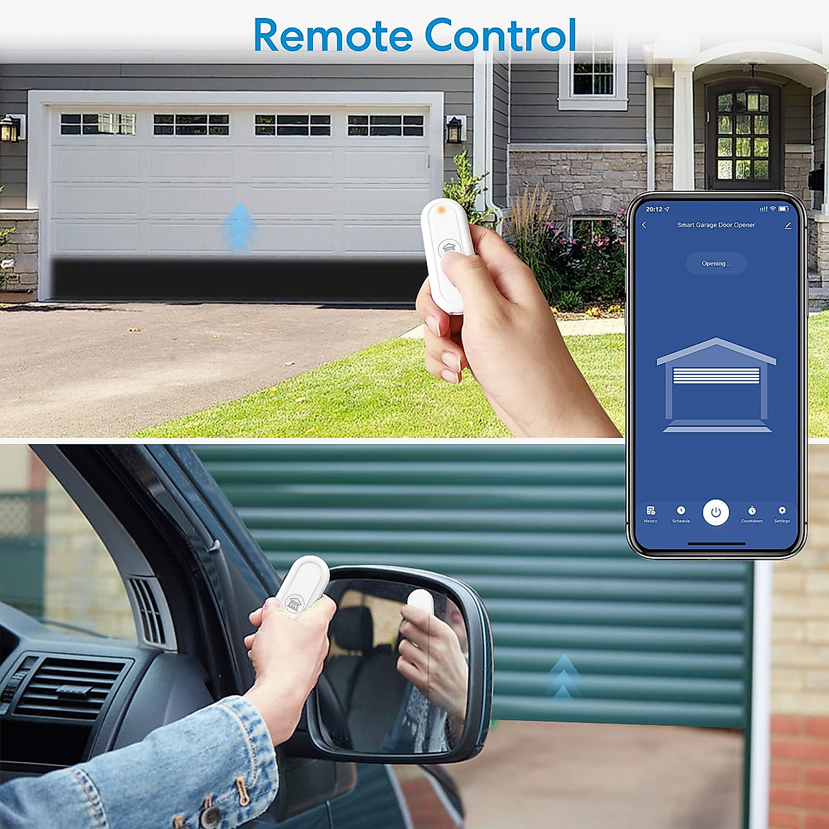 LoraTap Smart Garage Door Opener with Wireless Remote, Alexa & Google Assistant Compatible, Real-Time Alerts, Easy Installation