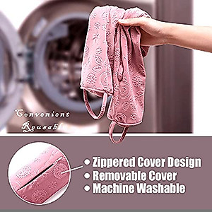 Weighted Door Draft Stopper 36 Inch, Pink Door Draft Noise Sound Blocker Snake Door Sweep with Loop and Weather Stripping Removable, Heavy Duty Draft Guard Windproof for Doors Windows