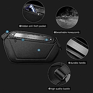 BANGE Sling Bag Waterproof Safe Protect Shell Crossbady Bag Backpack, Biking Hiking Travel Shoulder Bag (Black Large)